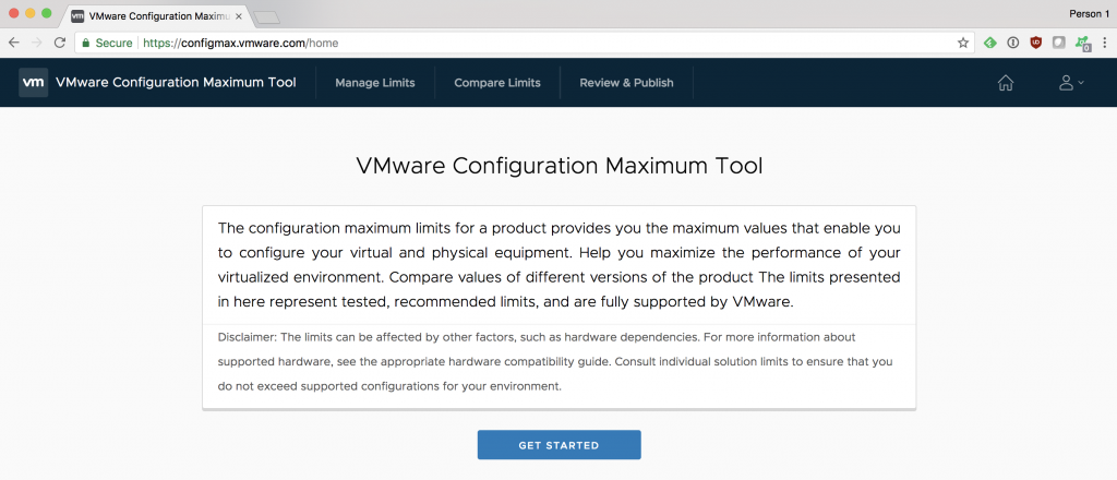 New VMware Configuration Maximum Tool