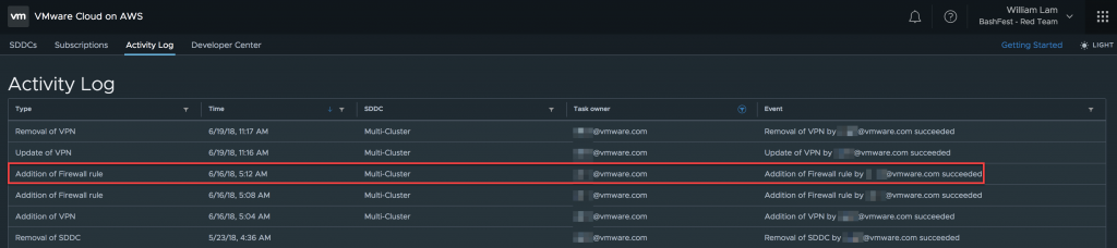 Auditing detailed operations within VMware Cloud on AWS using the ...