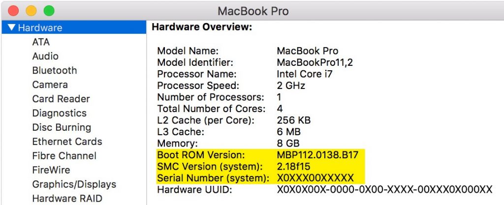 Retrieving Apple hardware details (Model, Serial, Board & EFI Boot ROM ...