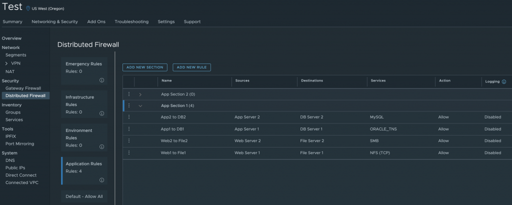 Managing Distributed Firewall Rules In Vmc Using Powershell And Nsx T