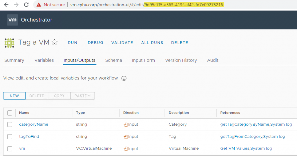 Using Vro Rest Api To Execute A Workflow With Sdk Objects