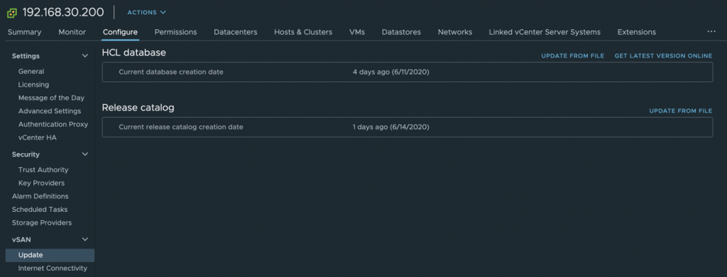 Updating the VSAN HCL & Release Catalog DB using VSAN API