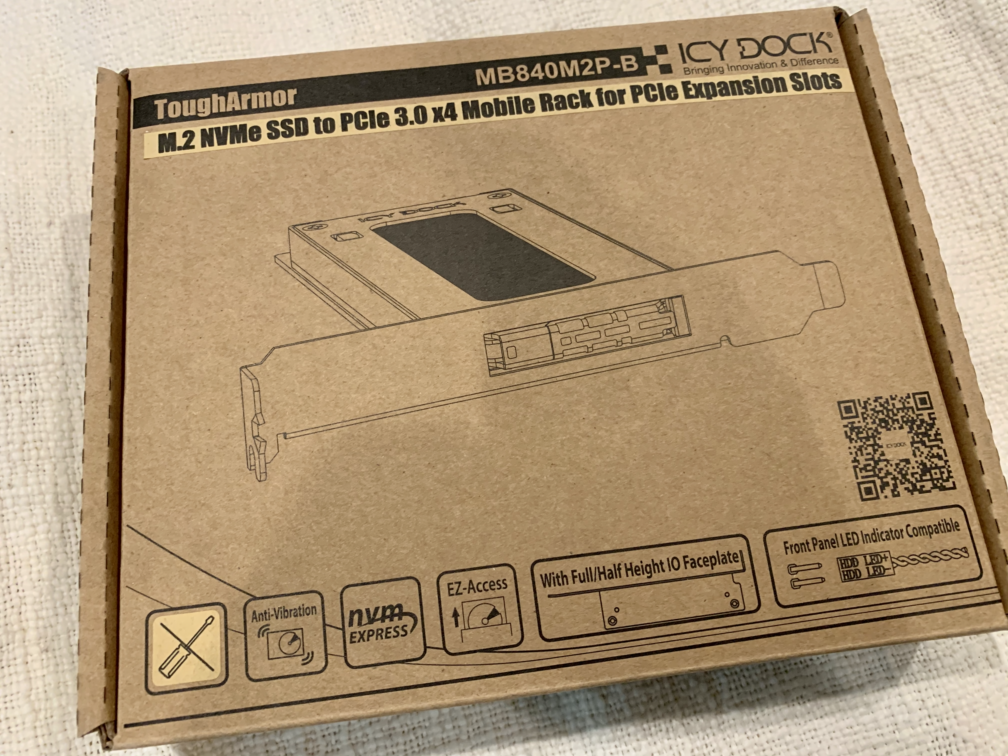 Removable M.2 NVMe SSD PCIe enclosure by Icy Dock