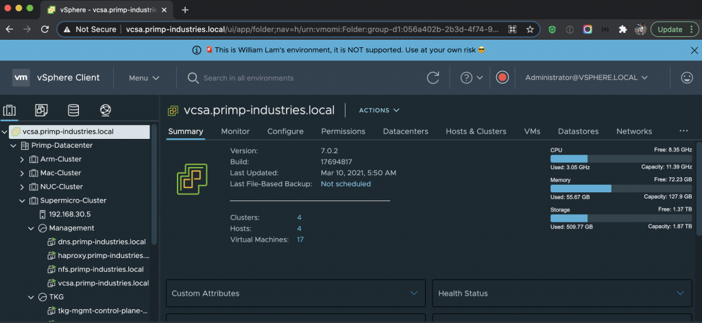 Adding a customized notification banner in the vSphere UI